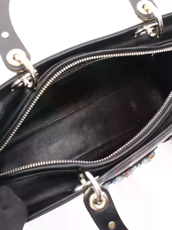 Dior Large Calfskin Patch Embellished Lady Satchel - Black