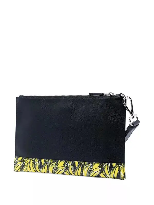 Prada Saffiano Banana Print Clutch Bag