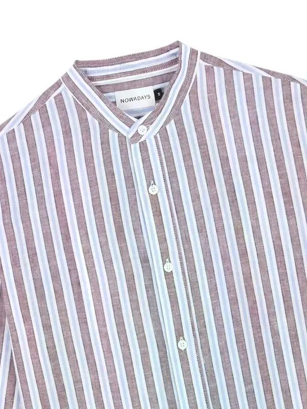 NOWADAYS Striped Grandad-collar Shirt
