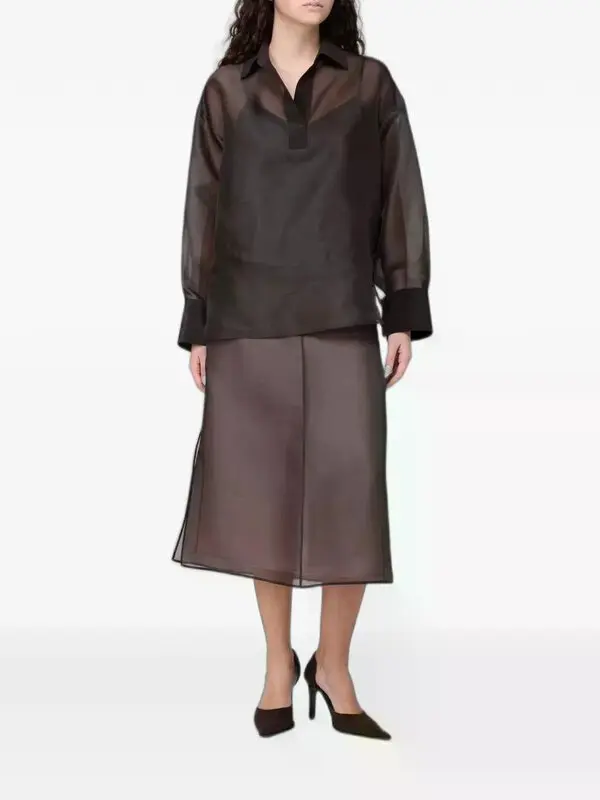 Agnona Silk Midi Skirt