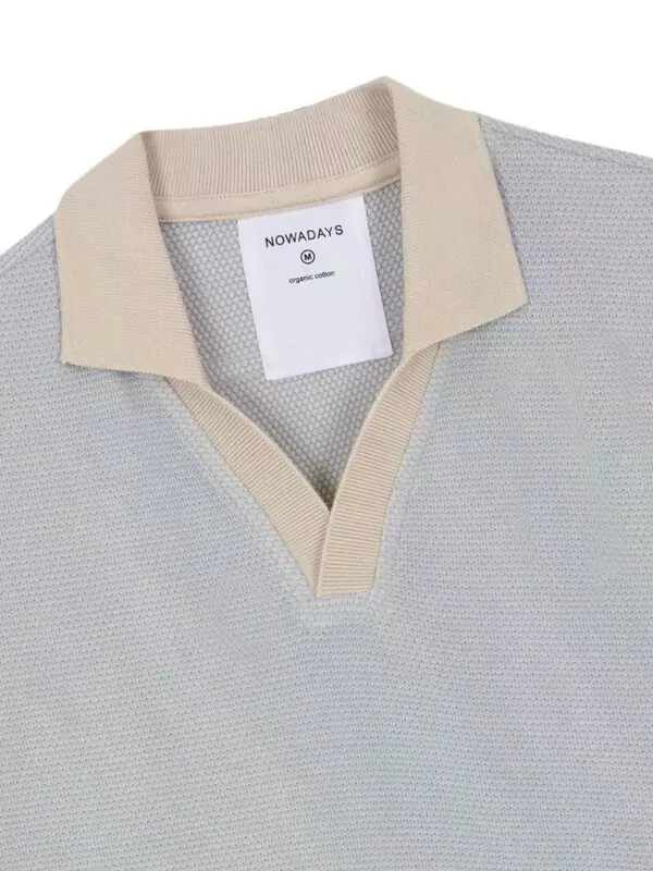 NOWADAYS Open-collar Waffle-knit T-shirt
