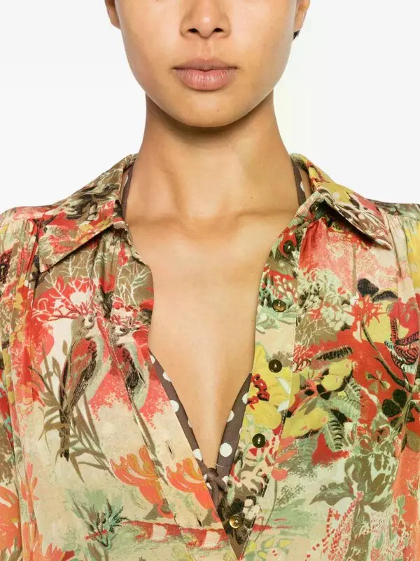Momoni Silk Floral Print Midi Dress