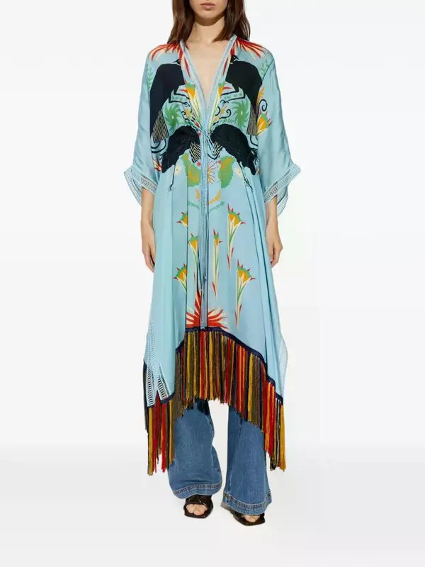 Etro Bird-print Silk Kaftan