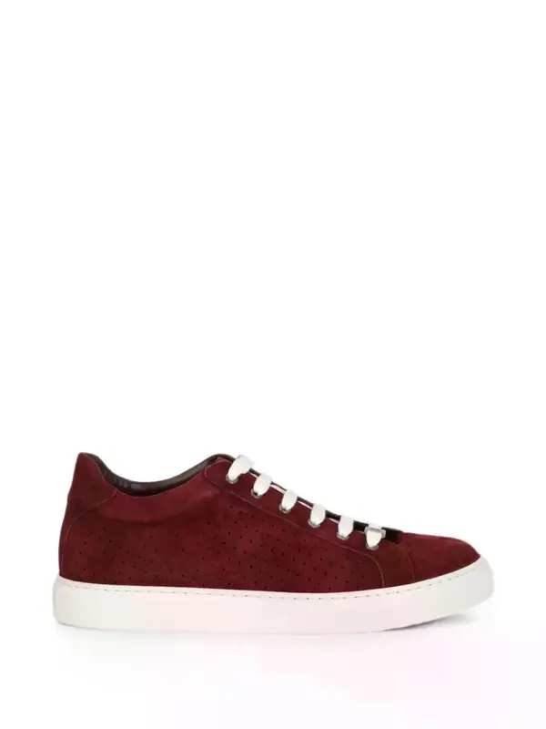 Isaia Perforated Suede Low-top Sneakers