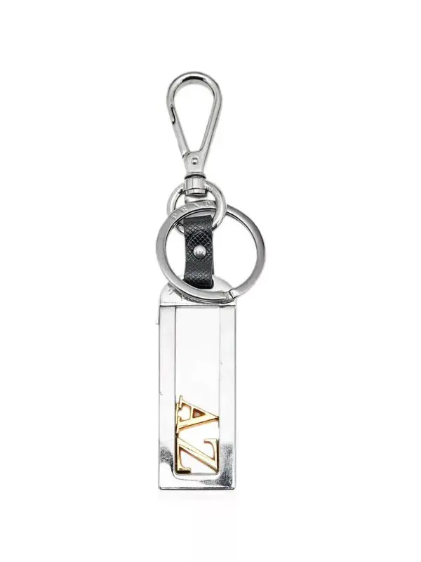 Prada Saffiano Leather Key Chain - Silver