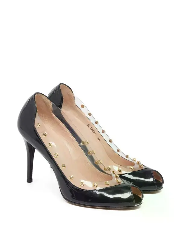 STUART WEITZMAN Studded Peep-toe Heeled Pumps