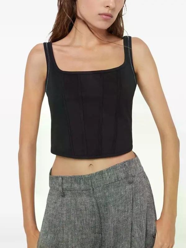 Brunello Cucinelli Cropped Tank Top With Monili Chain Detail