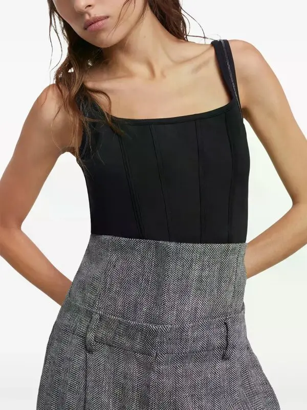 Brunello Cucinelli Cropped Tank Top With Monili Chain Detail