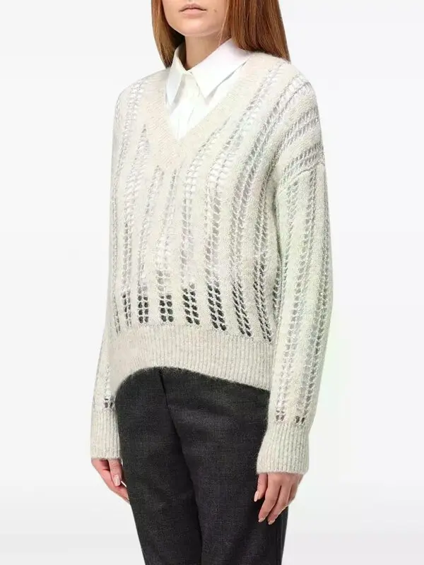 Brunello Cucinelli V-neck Open-knit Sweater
