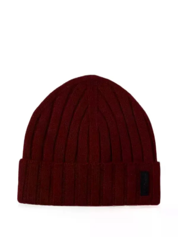 Emporio Armani Ribbed Knit Beanie Hat - Red