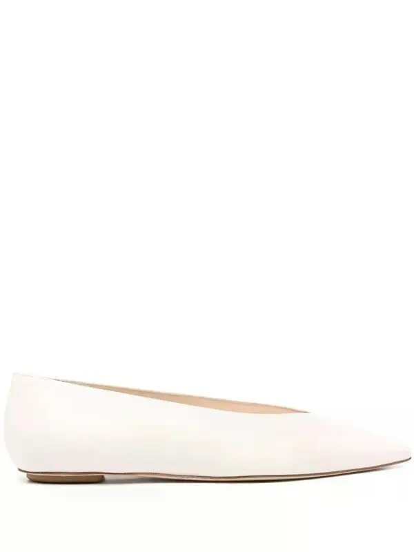 STUART WEITZMAN Pointed-toe Leather Ballerinas