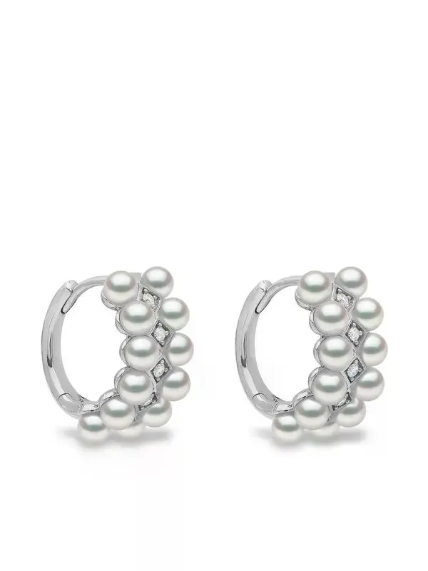 Yoko London 18kt White Gold Akoya Pearl And Diamond Hoop Earrings - Silver