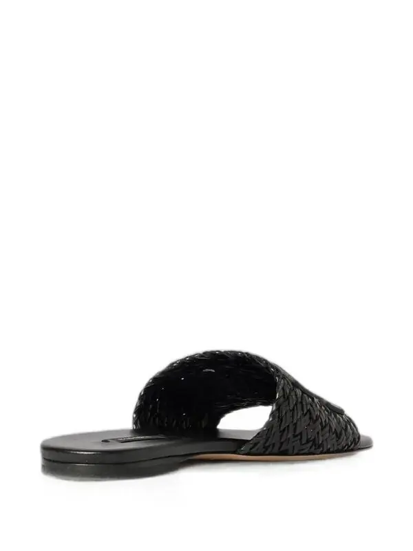 Casadei Ischia Woven Leather Sandals - Black