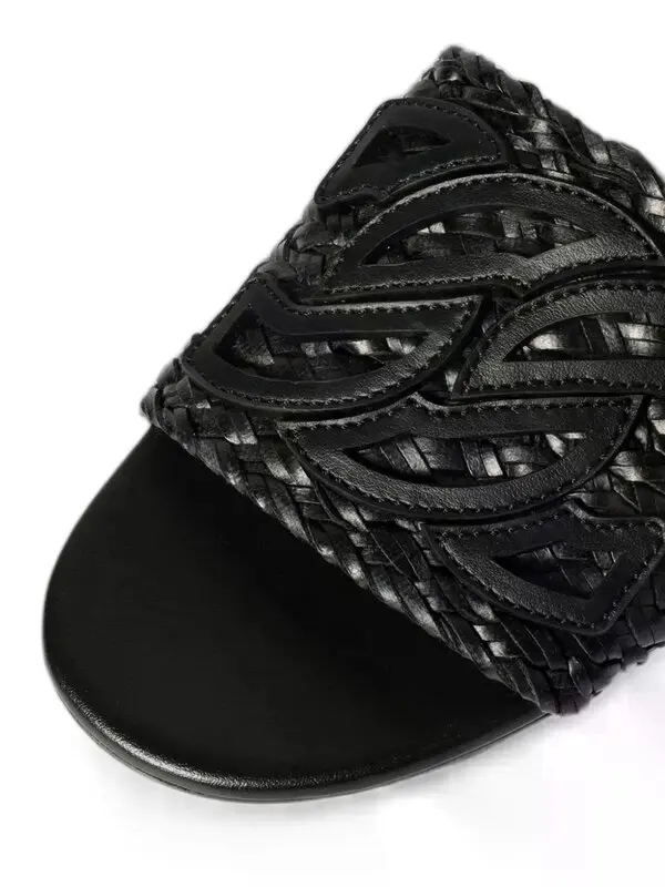 Casadei Ischia Woven Leather Sandals - Black
