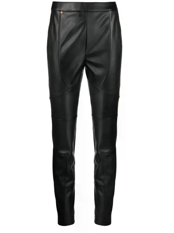 Hugo Faux Leather Tapered Trousers - Black