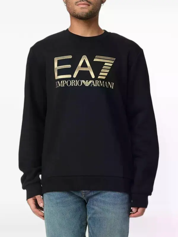 EA7 Logo Print Cotton Sweatshirt