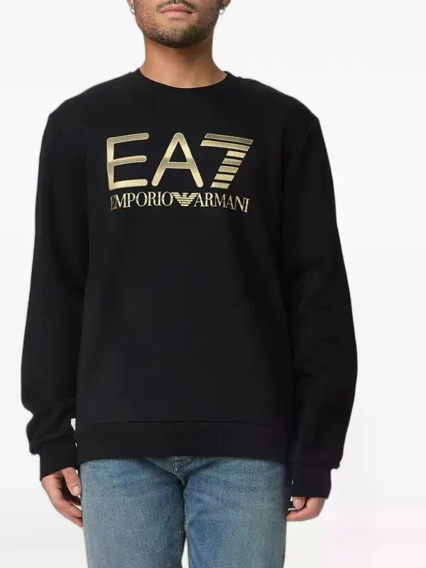 EA7 Logo Print Cotton Sweatshirt