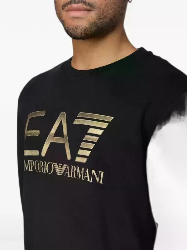 EA7 Logo Print Cotton Sweatshirt