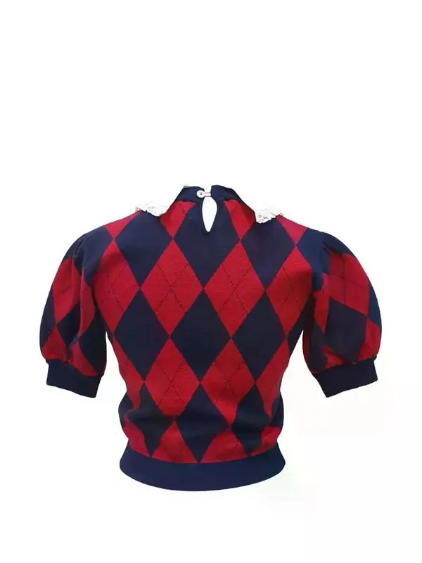 Alessandra Rich Argyle Lace-collar Top