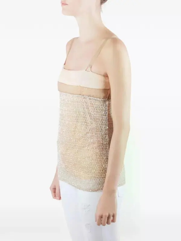 Balenciaga Embroidered Textured Spaghetti Strap Top