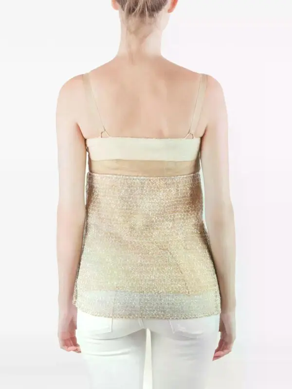 Balenciaga Embroidered Textured Spaghetti Strap Top
