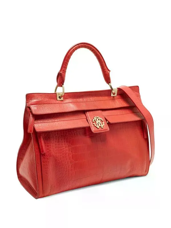 Roberto Cavalli Croc-embossed Leather Tote Bag