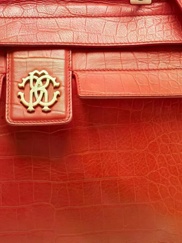 Roberto Cavalli Croc-embossed Leather Tote Bag