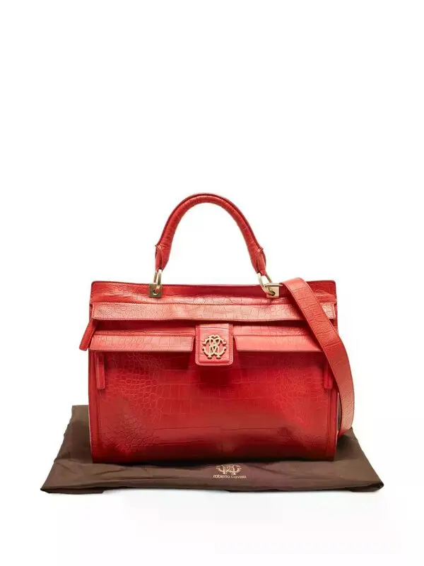 Roberto Cavalli Croc-embossed Leather Tote Bag