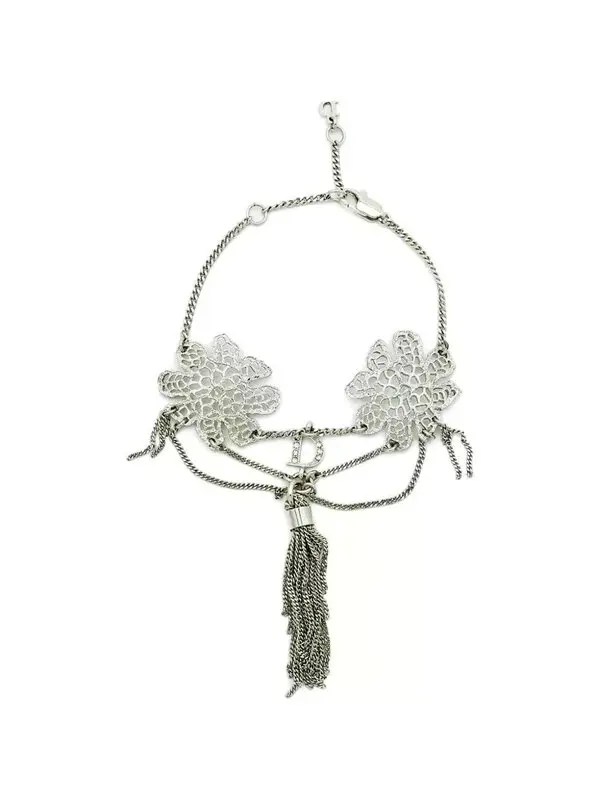 Dior Crystal-embellished Floral Motif Bracelet - Silver