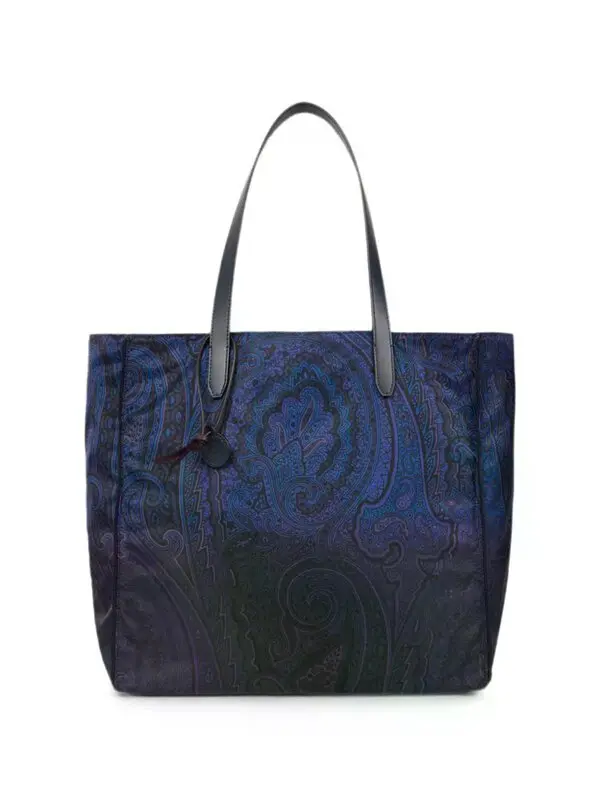 Etro Unfold Me Nylon Tote Bag With Degradé Arnica Motif - Blue