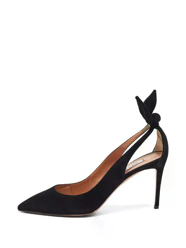 AQUAZZURA Leather Bow Detail Stiletto Pumps