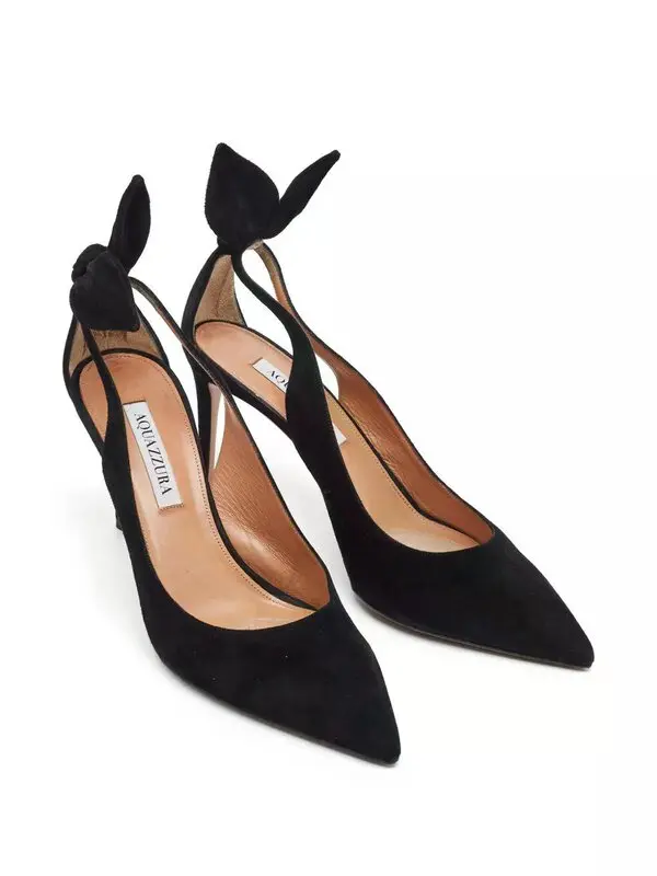 AQUAZZURA Leather Bow Detail Stiletto Pumps