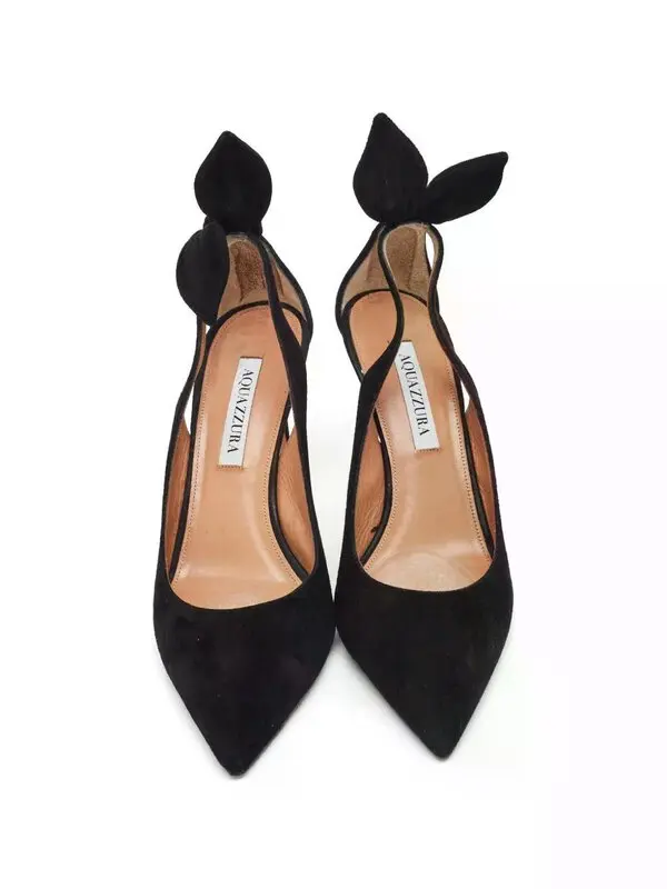 AQUAZZURA Leather Bow Detail Stiletto Pumps