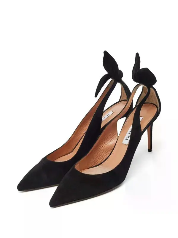 AQUAZZURA Leather Bow Detail Stiletto Pumps