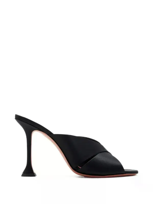 Amina Muaddi Salma Criss-cross Satin Mules - Black