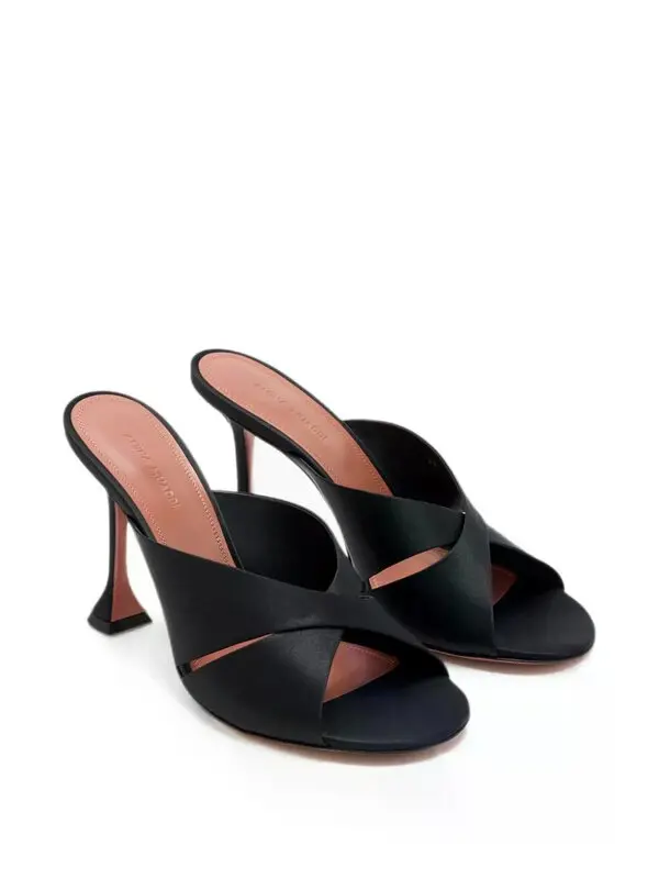 Amina Muaddi Salma Criss-cross Satin Mules - Black