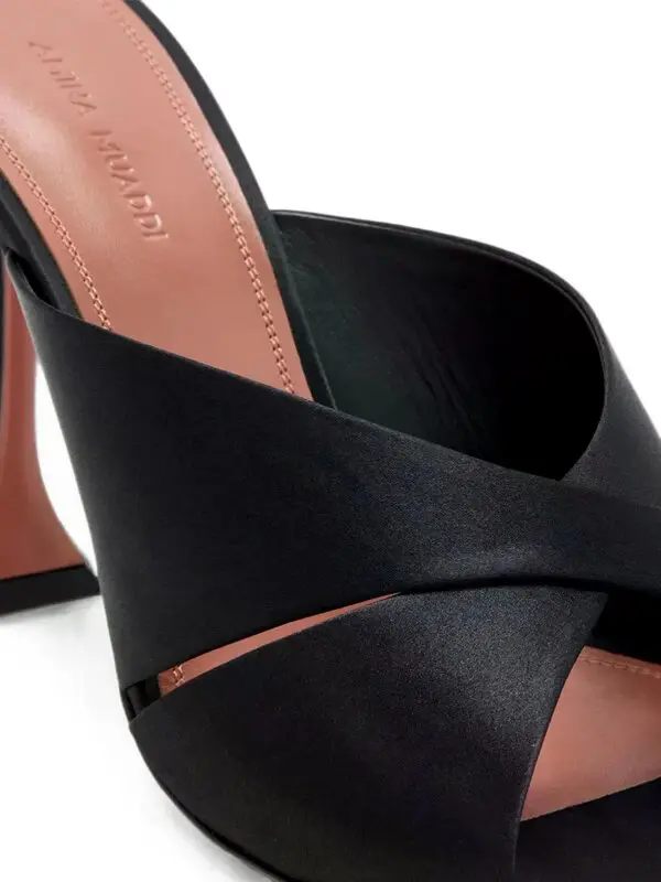 Amina Muaddi Salma Criss-cross Satin Mules - Black
