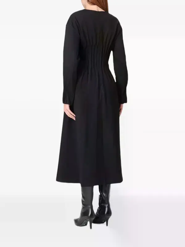MEIMEIJ V-neck Midi Dress With Pleated Waist