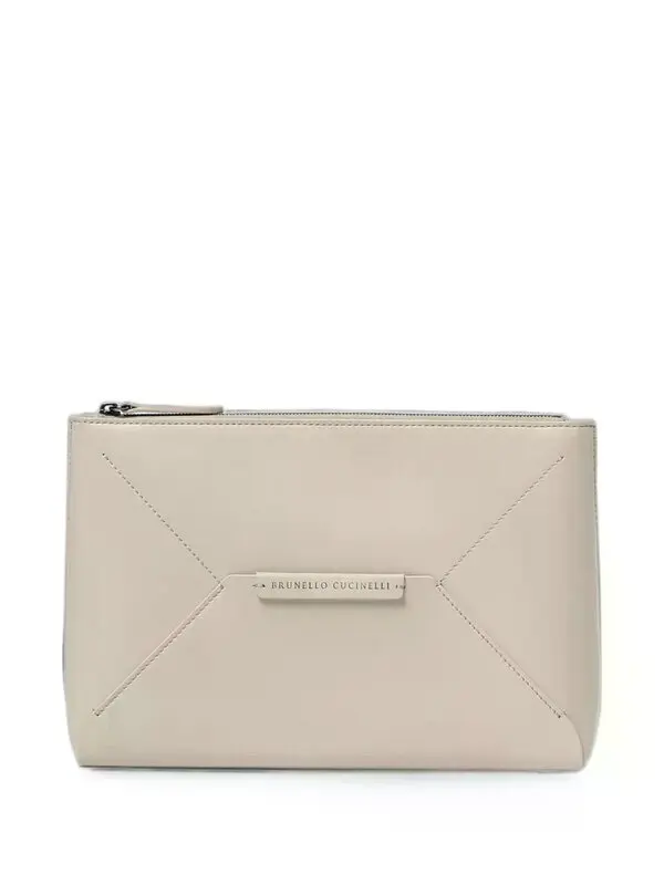Brunello Cucinelli Leather Clutch Bag With Logo Plaque