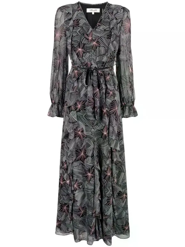 Diane Von Furstenberg Geometric Print V-neck Midi Dress