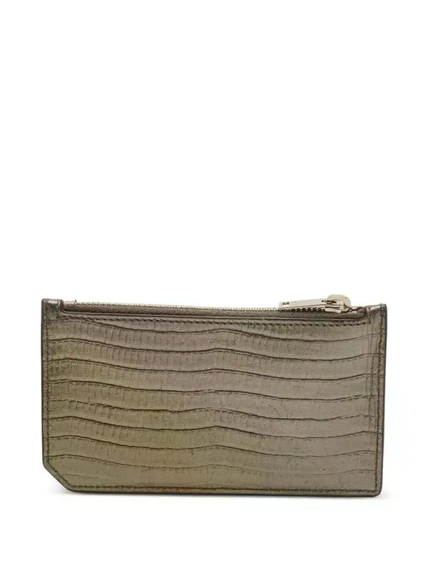 Saint Laurent Lizard-embossed Zip-up Card Holder