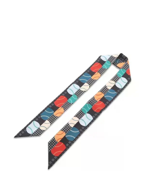 Hermès 2010s Balles De Tennis Twilly Ribbon Scarf - Grey