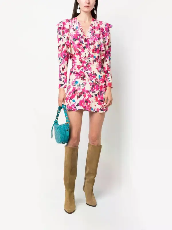 IRO PARIS Floral-print Gathered Minidress