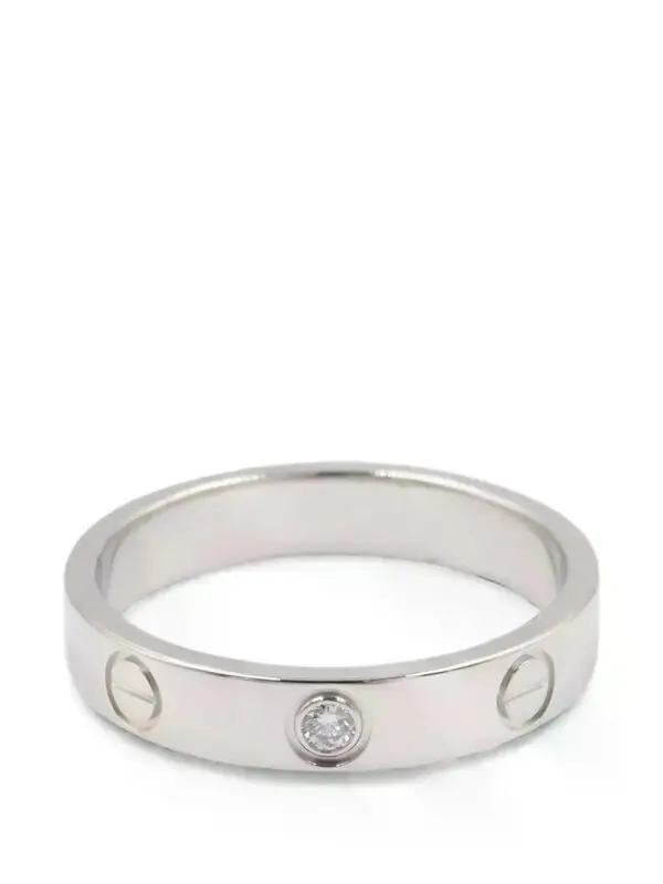 Cartier 18kt White Gold Diamond Engraved Love Ring - Silver