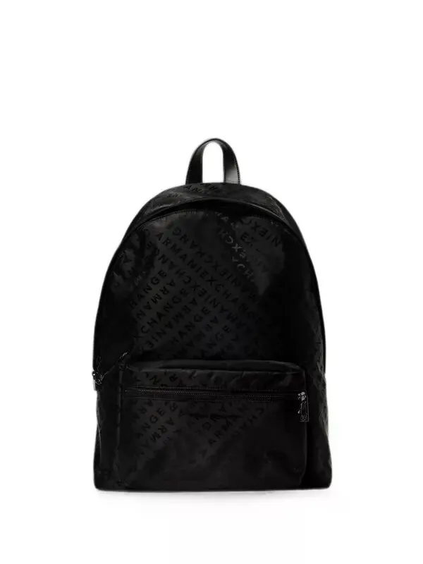 Emporio Armani All-over Logo Print Backpack - Black