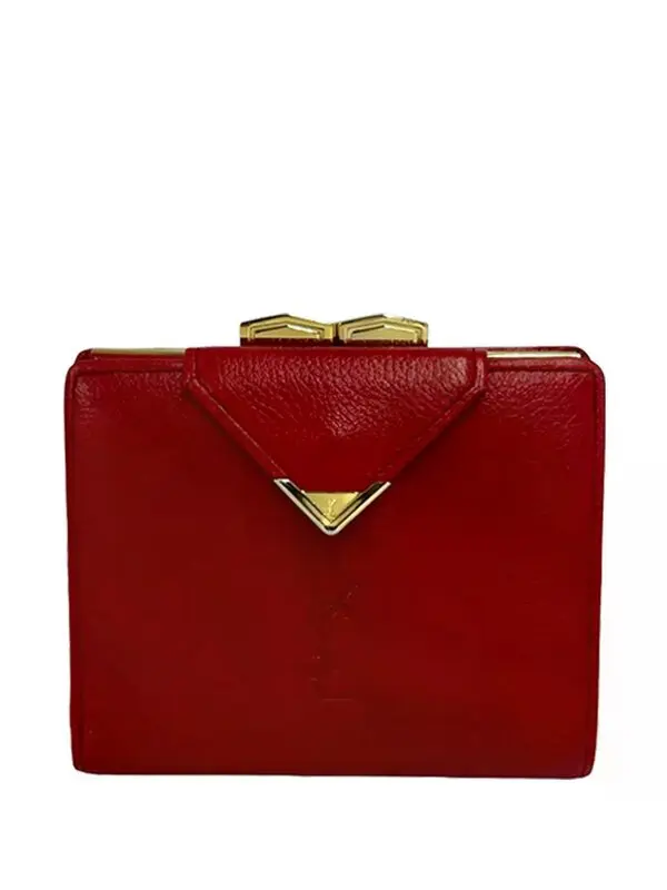 Saint Laurent 20th Century Leather Monogram Bifold Wallet Small Wallets - Red