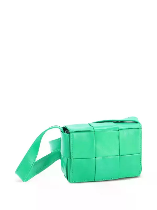 Bottega Veneta Cassette Maxi Intrecciato Leather Candy Crossbody Bag - Green