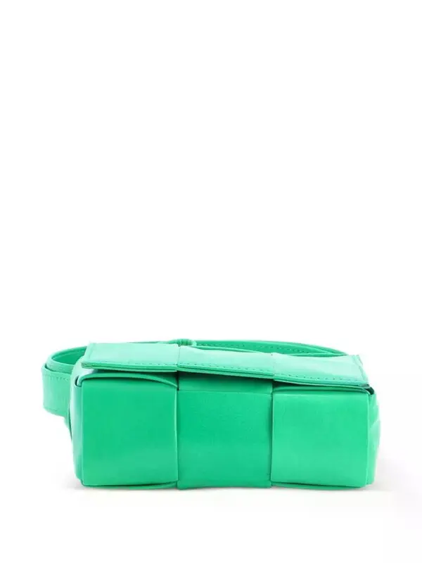 Bottega Veneta Cassette Maxi Intrecciato Leather Candy Crossbody Bag - Green