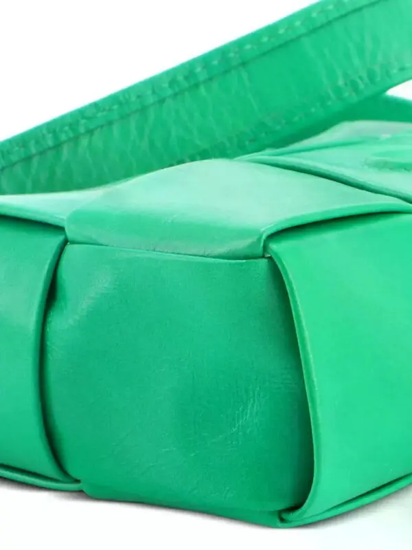 Bottega Veneta Cassette Maxi Intrecciato Leather Candy Crossbody Bag - Green