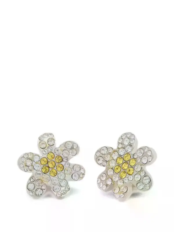 Marni Tone Crystal Daisy Stud Earrings - Silver